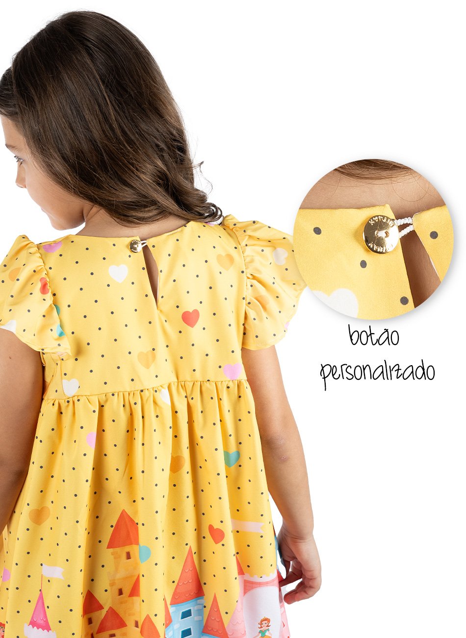 Vestido Isadora Infantil Menina - Bituah Amarelo