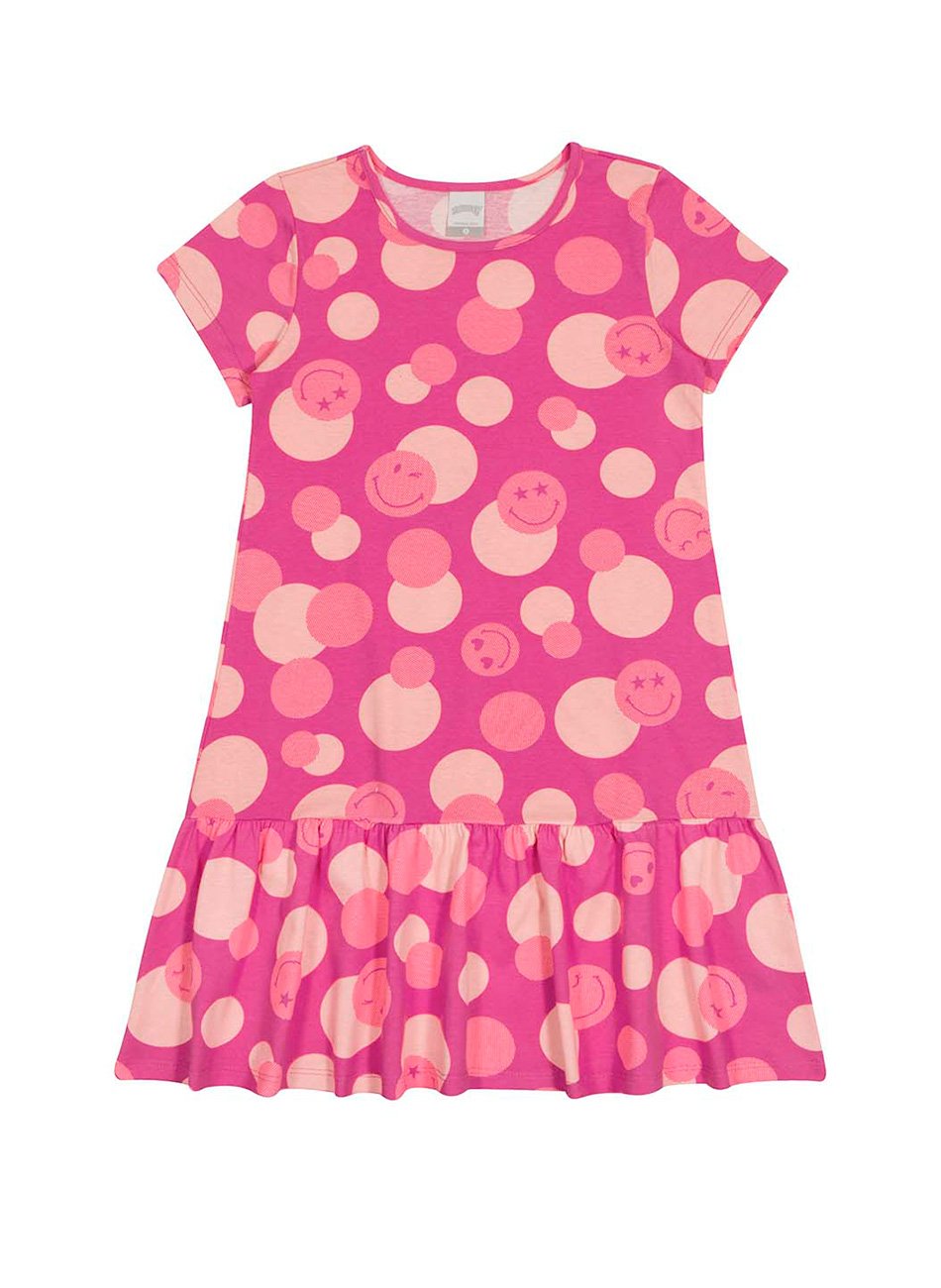 Vestido Meia Malha Penteada Infantil Menina - Alakazoo - Rosa