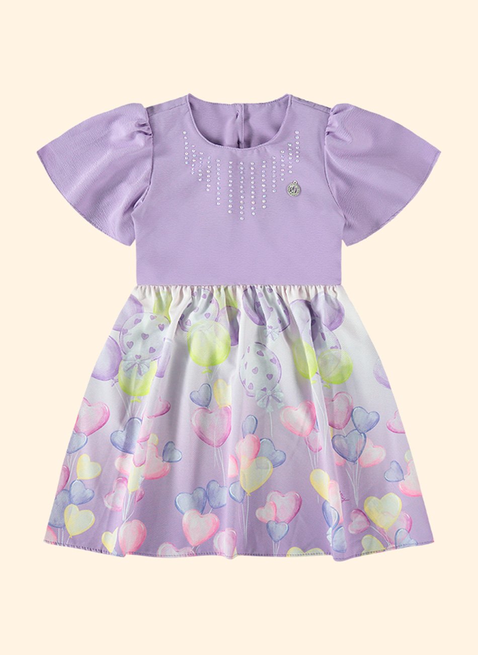 Vestido Glinny Tecido Crepe e Tecido Alfaiataria Sublimado Infantil ...